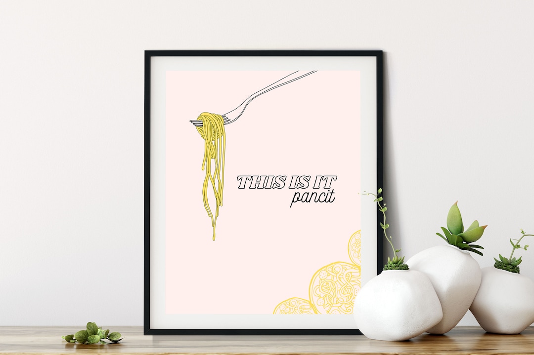 This is It Pancit Funny Filipino Art Illustration Pink and Yellow Print ...