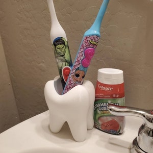 Tooth Shaped Cup for Toothbrush and Toothpaste Bathroom Decor - Etsy
