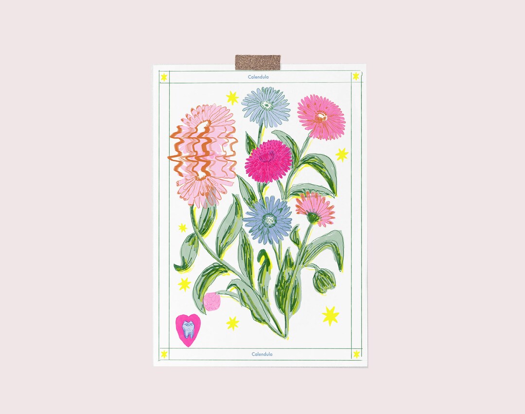 Weirdcore Cyber Y2k Art Aesthetic Calendula Flower Printable - Etsy