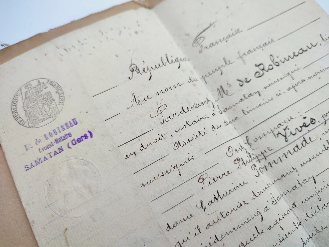 Antique French Legal Document Manuscript Hand Written 1889 8 Pages of ...