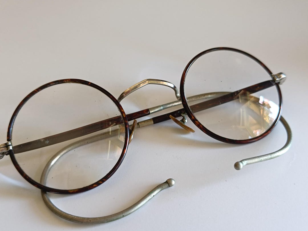 Vintage Spectacles Eye Glasses Round Lennon Glass Lenses Curved Ear ...