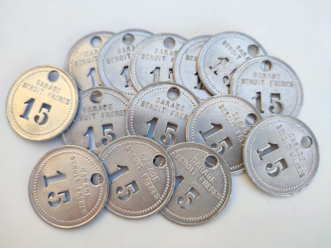 Vintage Garage Car Key Tag French Key Chain Plaque Number 15 Aluminum ...