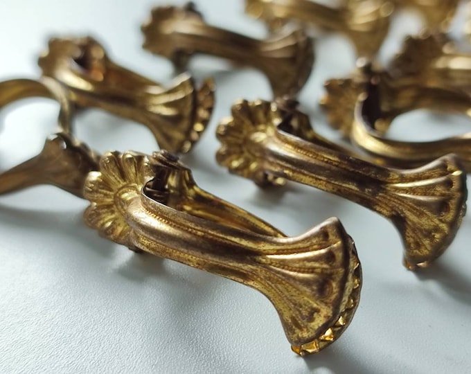 Antique Art Nouveau Curtain Clip Rings Claw Foot Ormolu Gilded Pressed ...