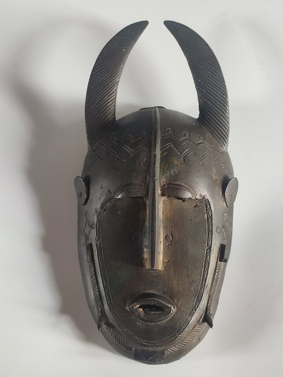 Antique Senufo Kpelie Bronze Tribal Mask Ivory Coast Tribal Art Unique ...
