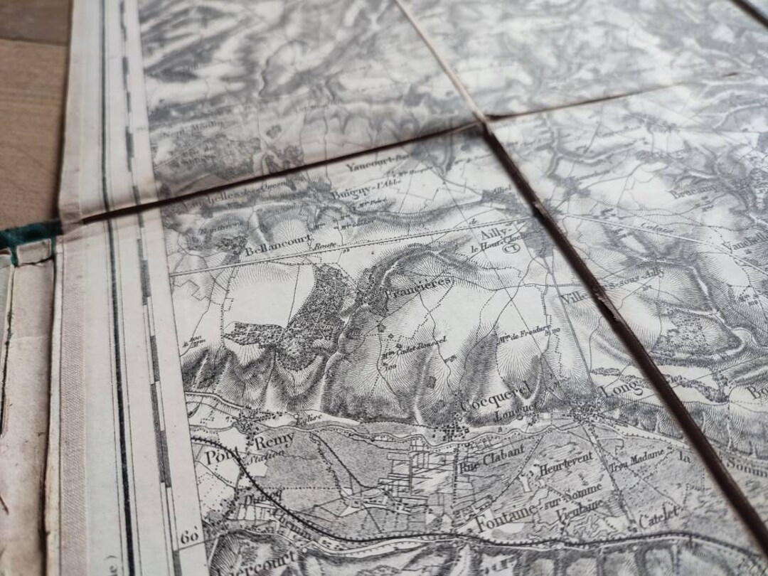 Amiens Antique French Map Linen Backed and Bound Librairie Militaire J ...