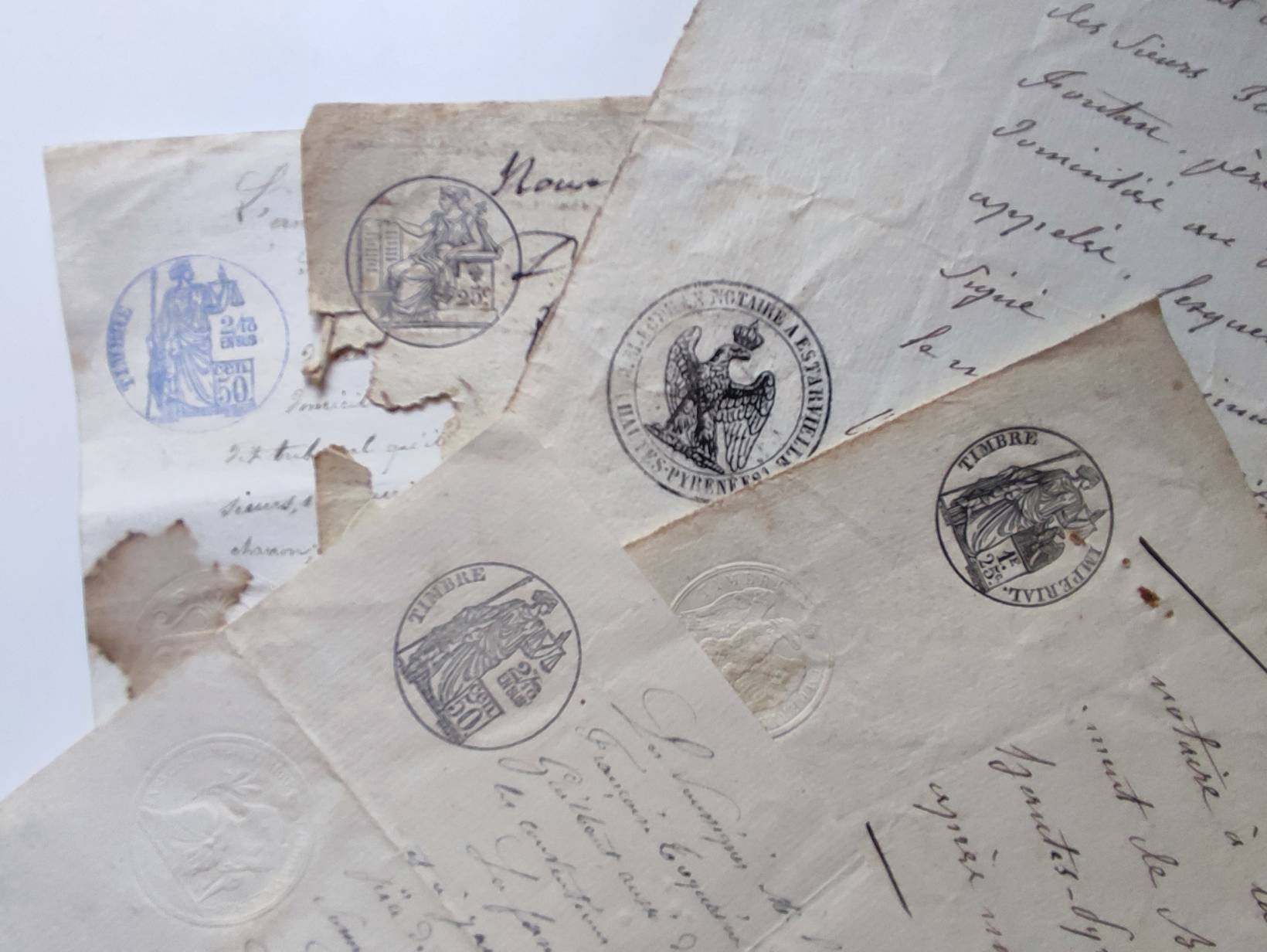Antique French Legal Document Loose Pages Hand Written 1816 -1884 5 ...