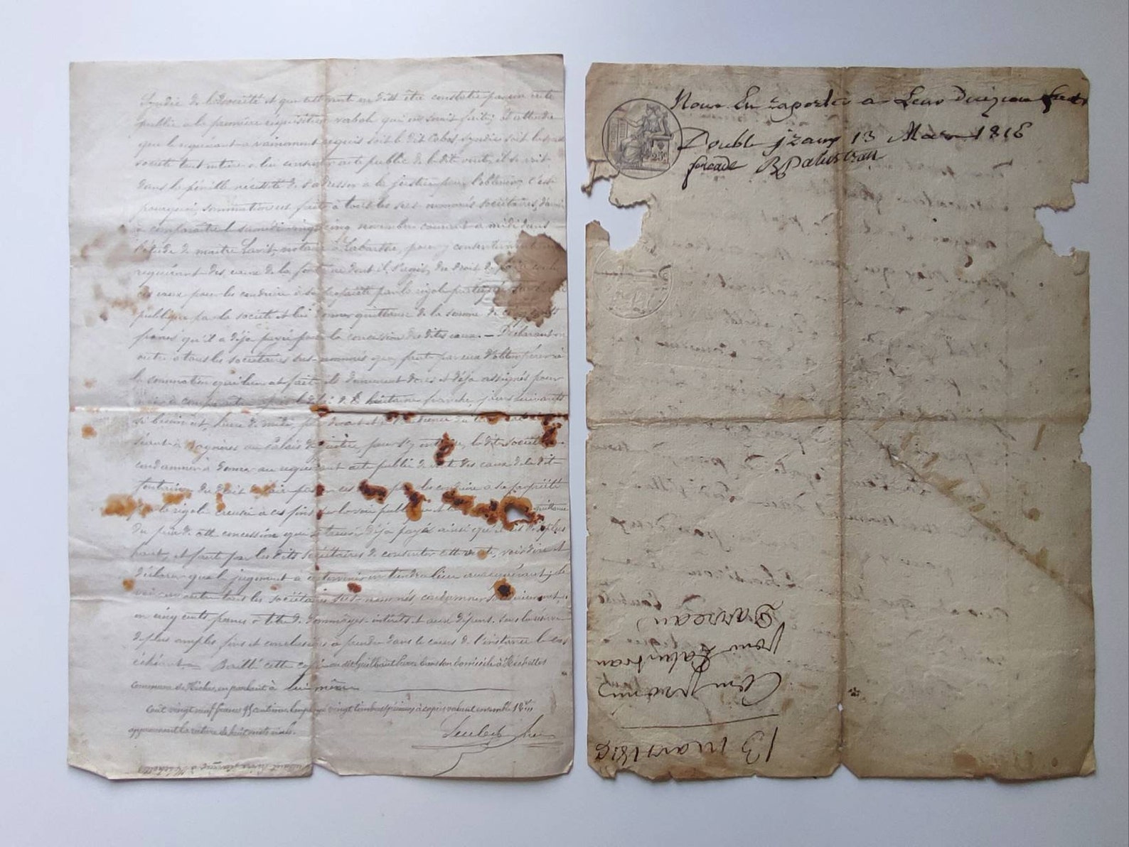 Antique French Legal Document Loose Pages Hand Written 1816 -1884 5 ...