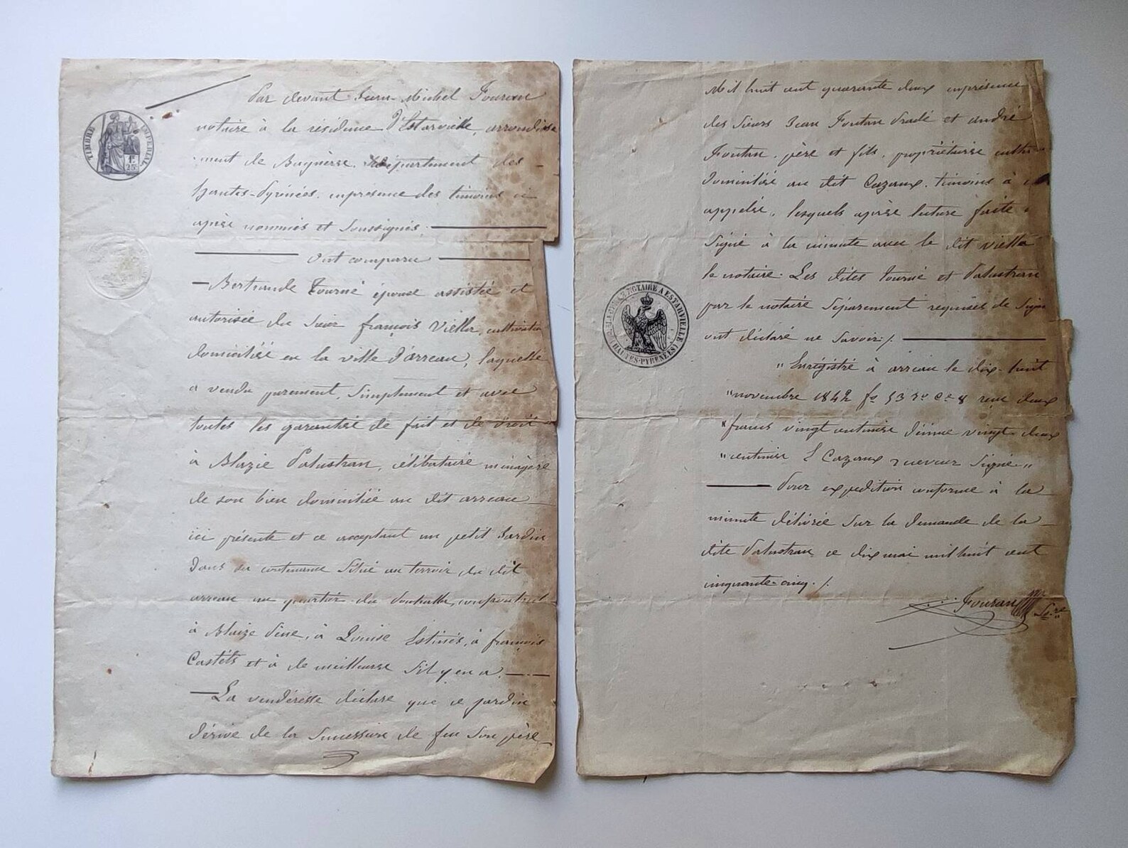 Antique French Legal Document Loose Pages Hand Written 1816 -1884 5 ...