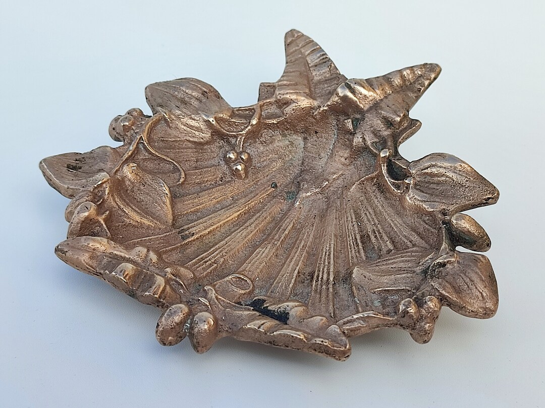 Bronze Sea Shell Calling Card Tray Ring Dish Art Nouveau Antique Tray ...