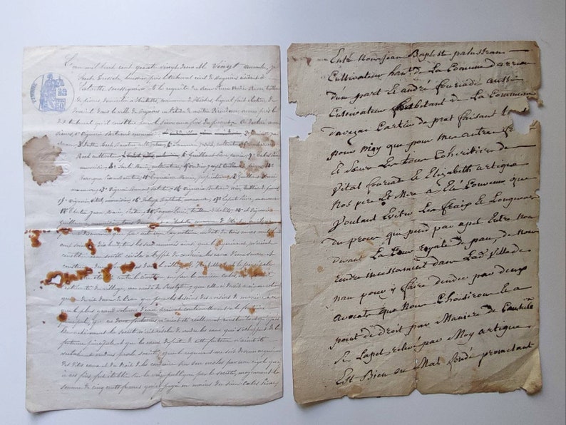 Antique French Legal Document Loose Pages Hand Written 1816 -1884 5 ...