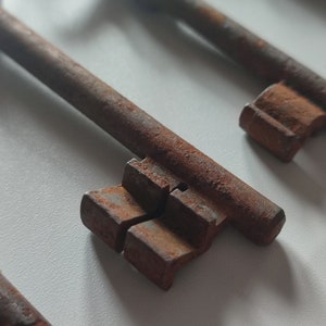 6 Rusty Old Skeleton Keys Vintage / Antique Complete Set Key Ring Barn ...