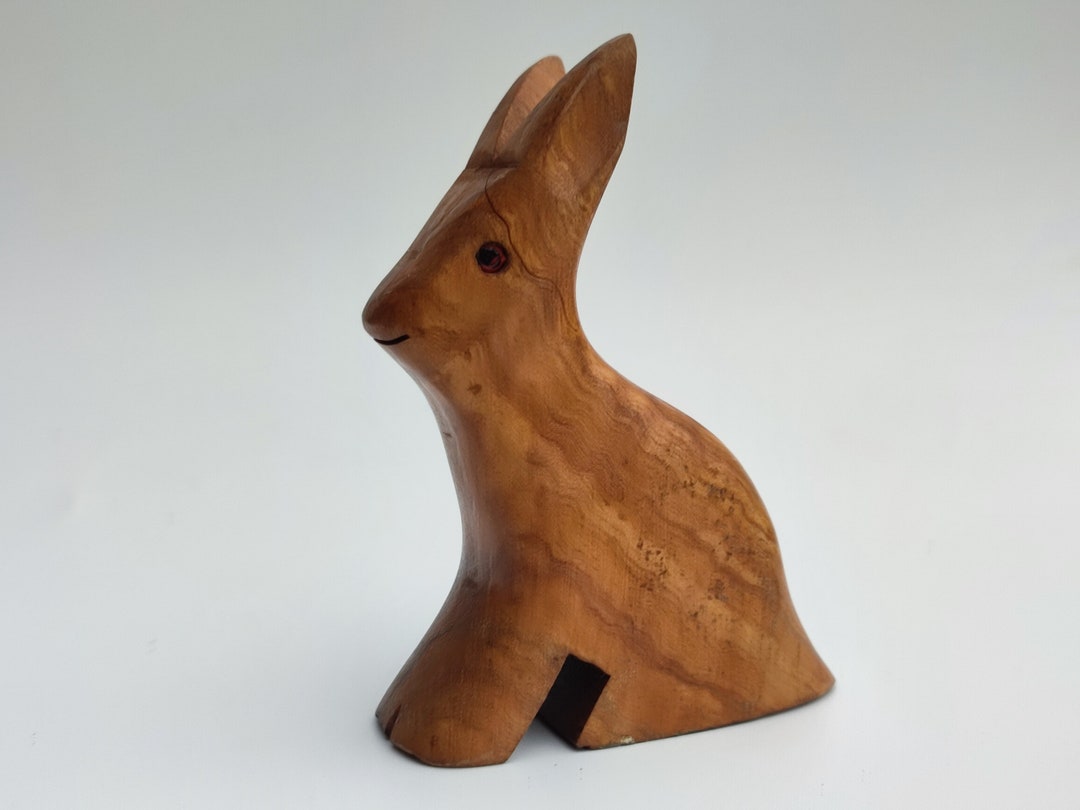 Vintage Rabbit Pen Holder Wood Circa 1950 Cute Primitive Funny Face ...