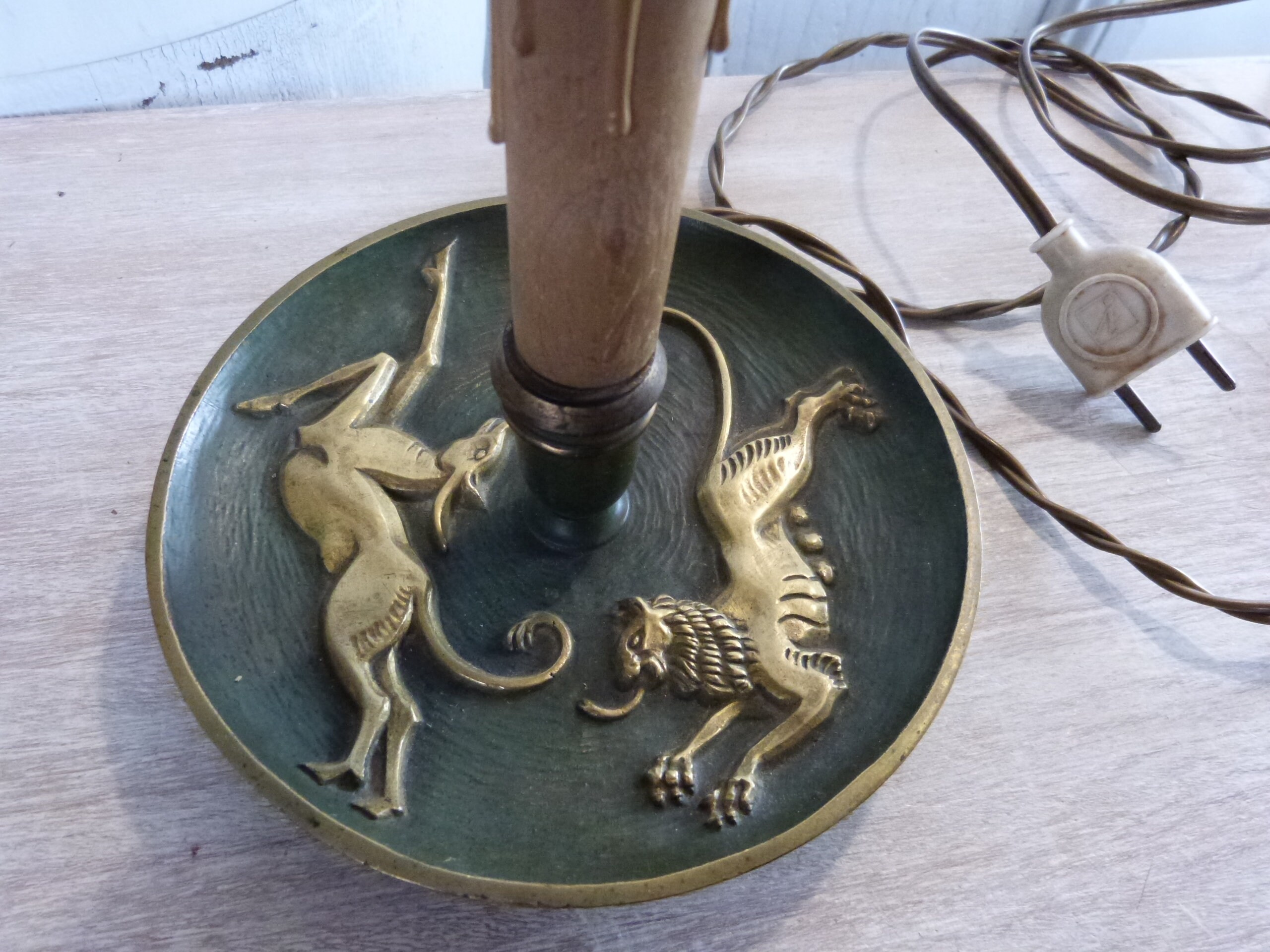 Candle Stick Lamp Mid Century Modern Brass Zodiac Leo Chasing | Etsy