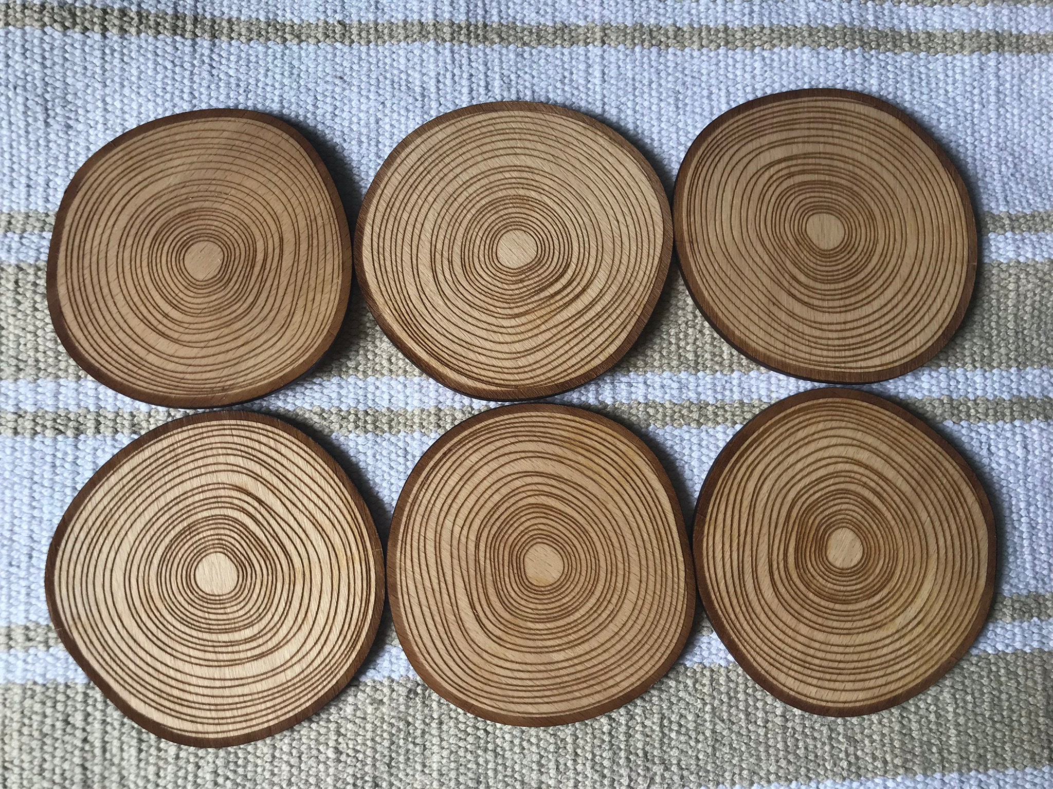 Wooden Engraved Tree Ring Coasters - Etsy