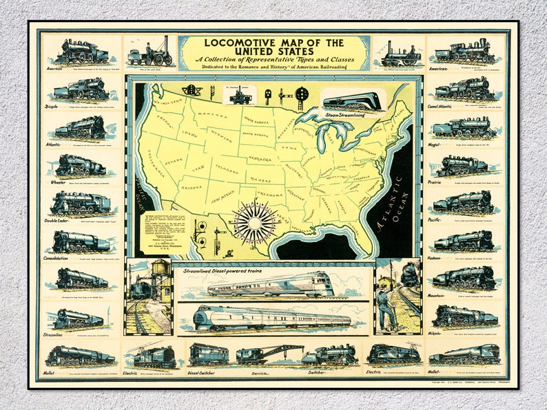Interactive Maps of U.S. Freight Railroads Rail - Etsy