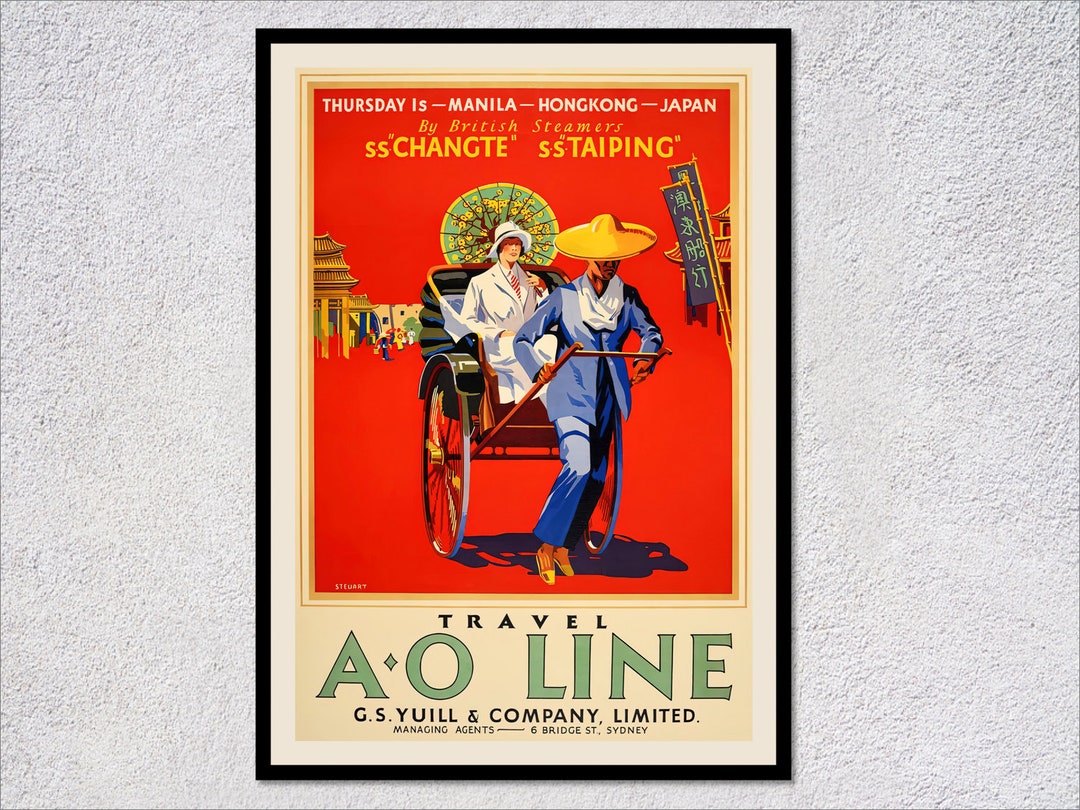 Vintage A.O. Line Travel Poster | Retro Ocean Liner Print | Classic ...