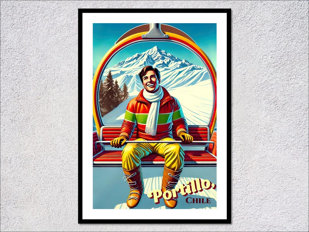 Portillo Ski Snow Poster Print, Vintage Skiing Wall Art, Retro Winter ...