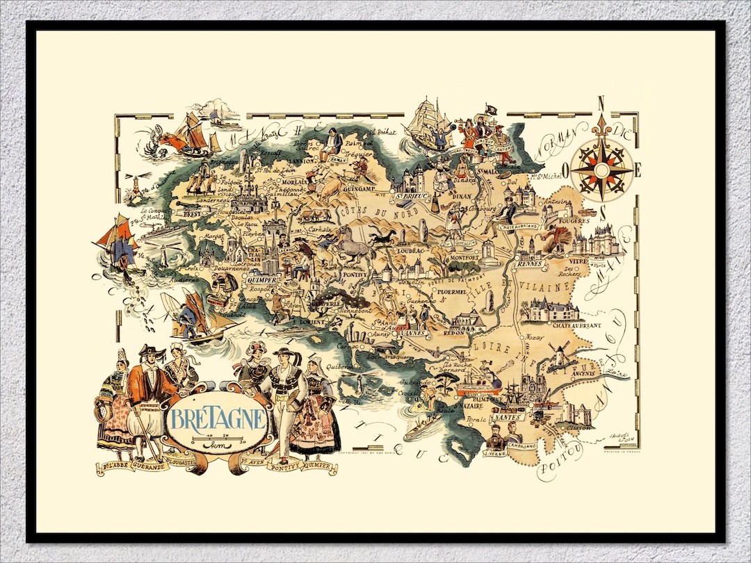 Bretagne Beauty: Pictorial Map Poster - Etsy