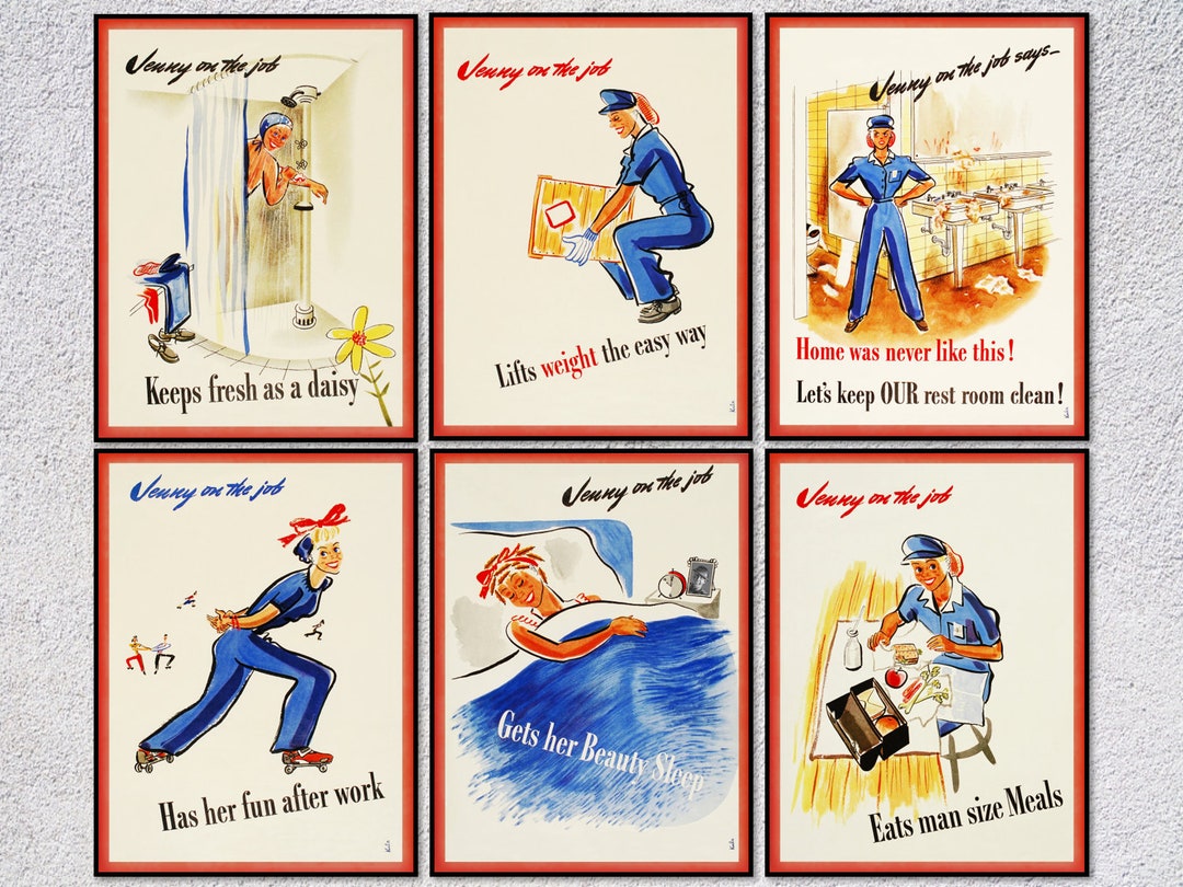 WWII Health Poster Set | Jenny on the Job Series | Restored 1943 Public ...