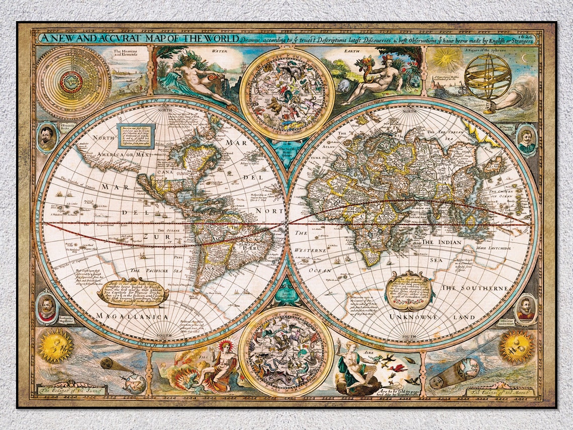 A New and Accurate Map of the World (1627-1651) | John Speed ...