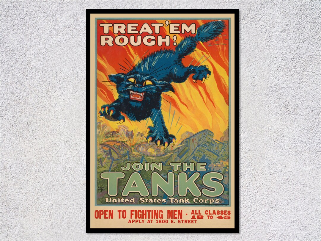 US Tank Corps Propaganda Poster: "treat 'em Rough!" Reprint - Etsy