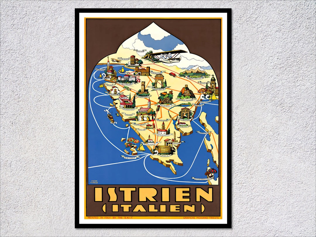 Istria Peninsula Travel Poster | Vintage Tourism Art - Etsy