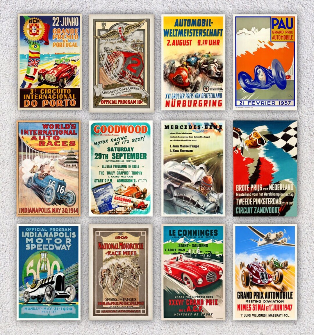 Set of 12 Postcards Collectable Sports Postcards Classic Vintage Rally ...