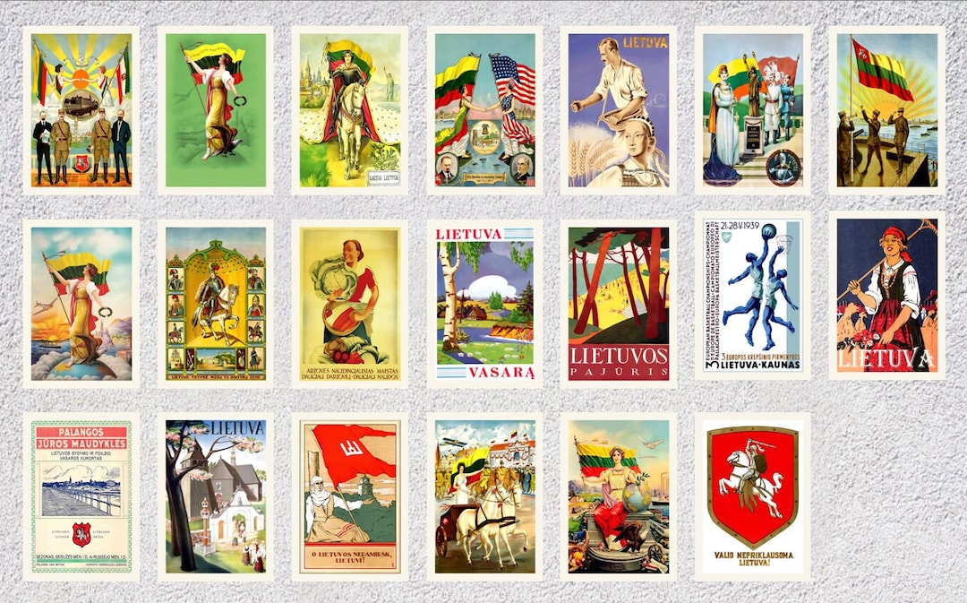 Set of 20 Lithuanian Historical Advertising Postcards Europe, Baltic ...
