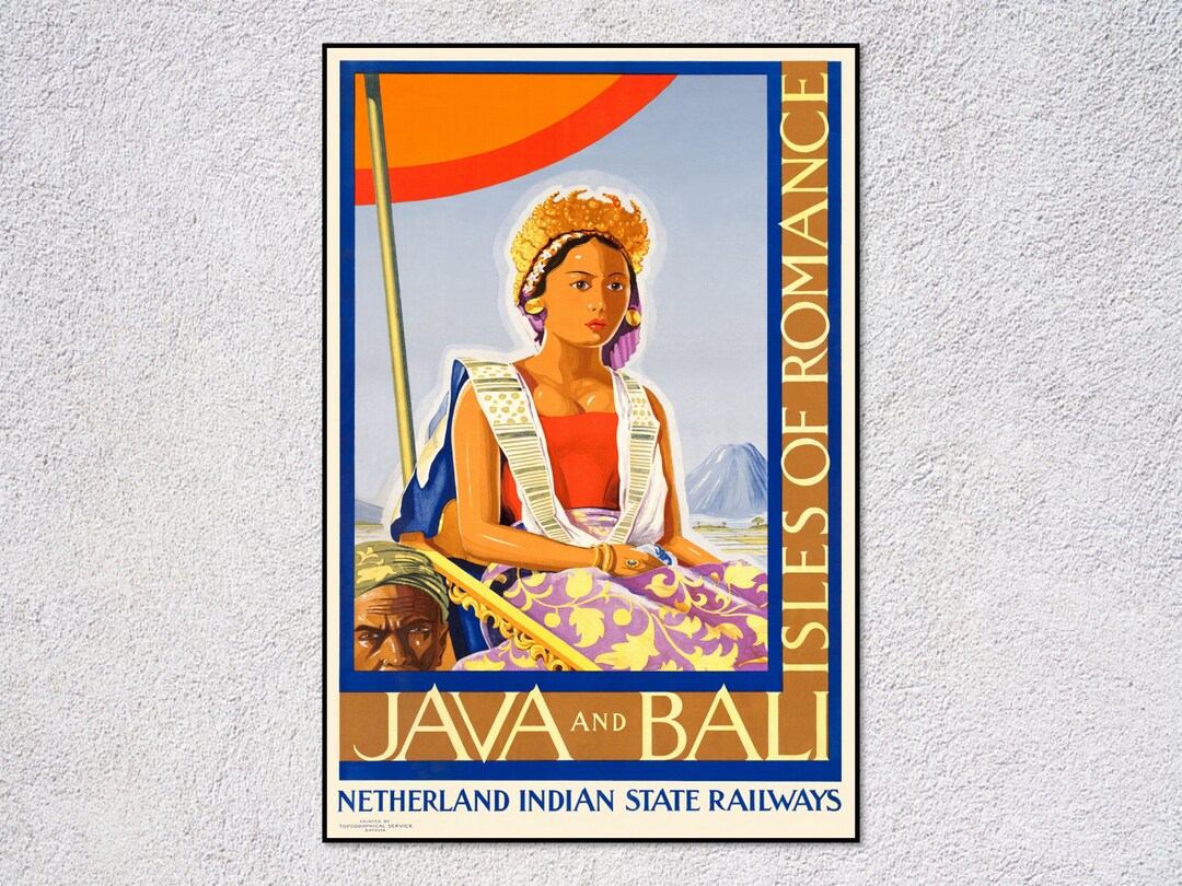 Vintage Visit Java and Bali Travel Poster – Retro Indonesia Print ...