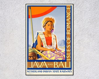 Vintage Visit Java Travel Poster Print Retro Tourism | Etsy