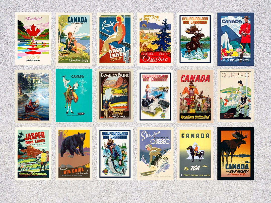 Set of 18 Vintage Canada Postcards | Restored Retro Travel Prints ...