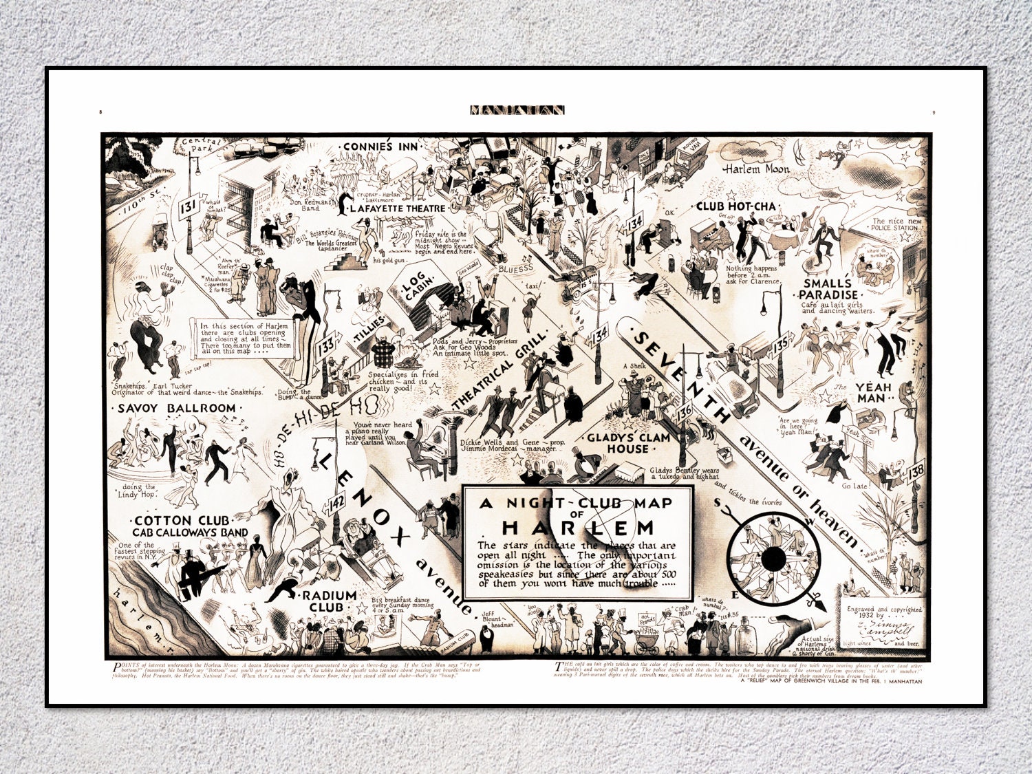 A Night-club Map of Harlem African-americana Featuring the - Etsy