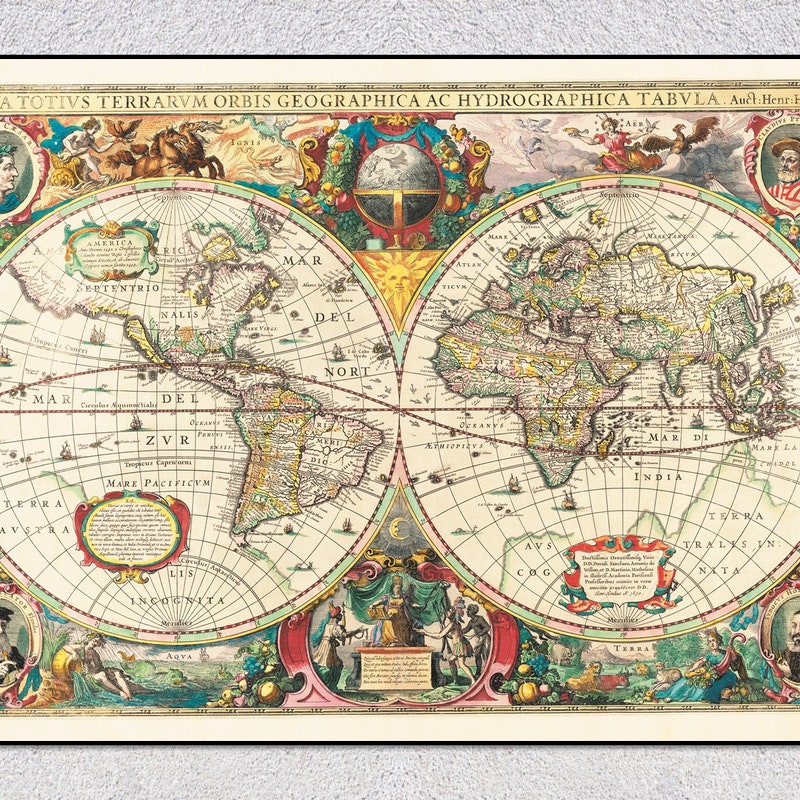 World Map Portrait - Etsy