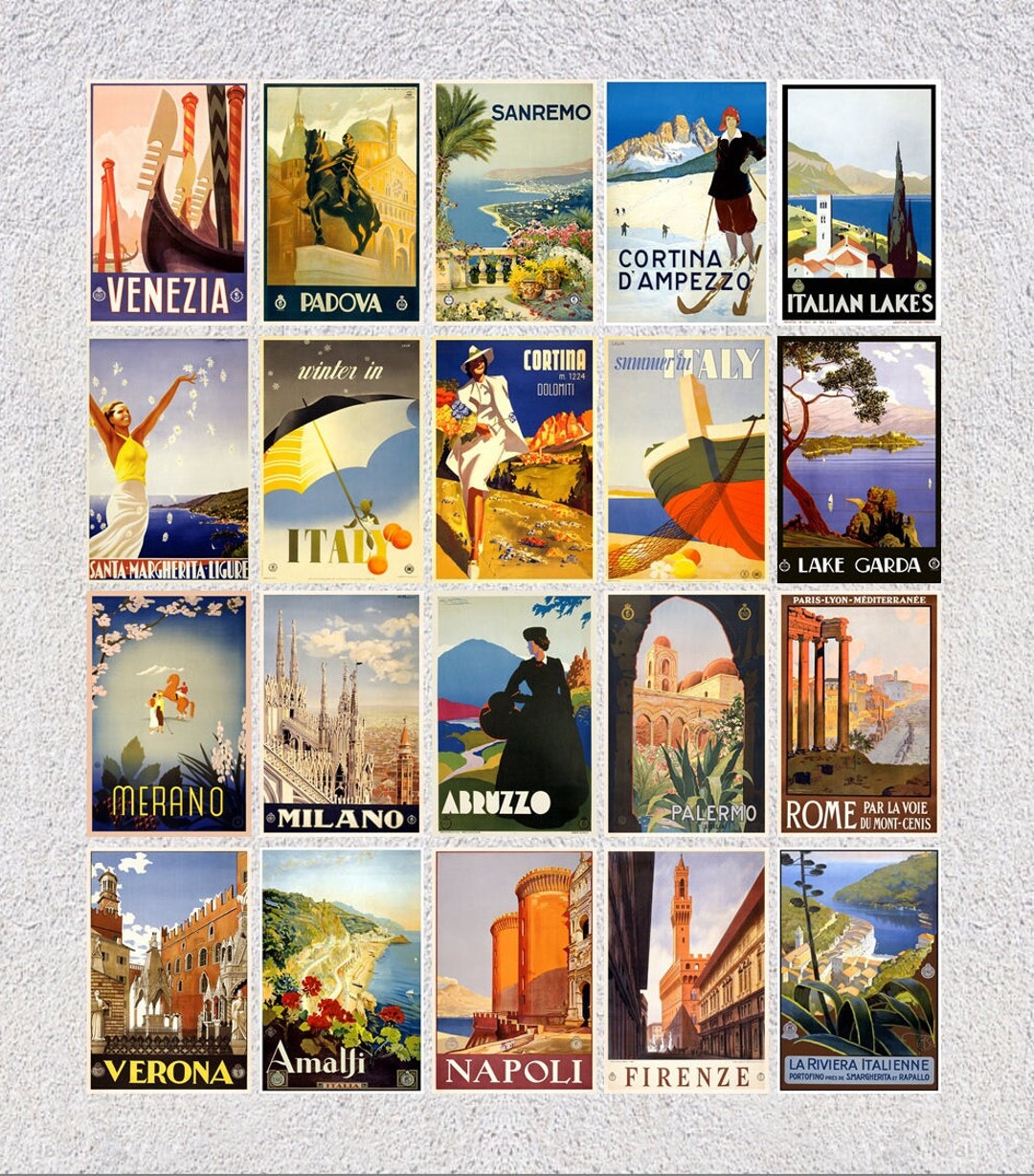 Set of 20 Collectable Italian Postcards - Italy Travel Postcards Pack ...