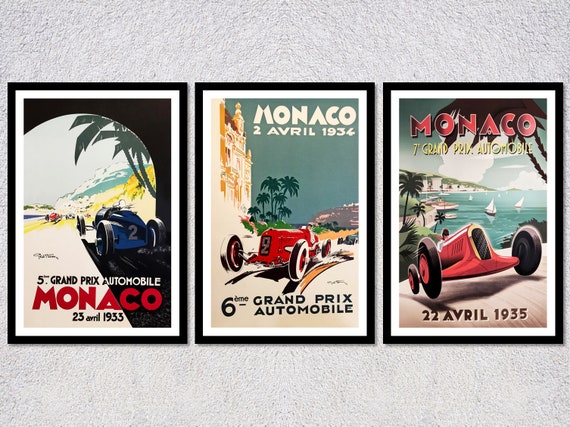 Print of Formula 1 Auto Racing Monaco Grand Prix vintage - Etsy UK