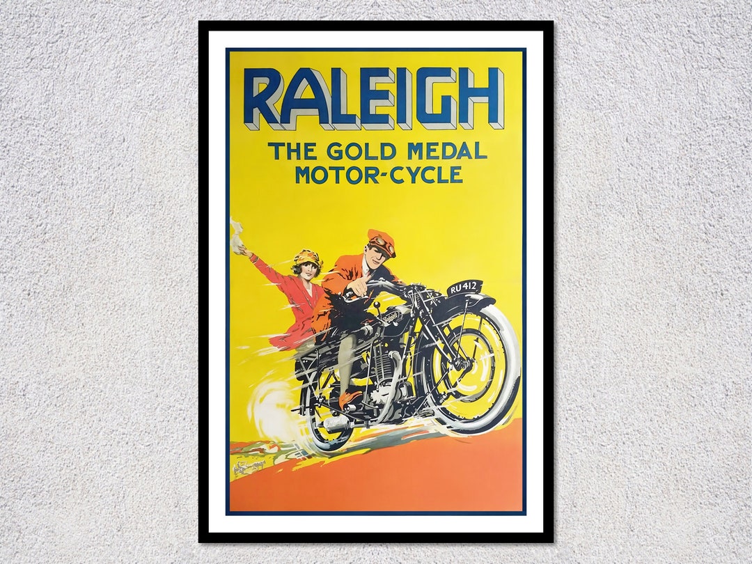 Vintage Raleigh Posters Replica, Gold Medal Motorcycle Print, Reprint ...