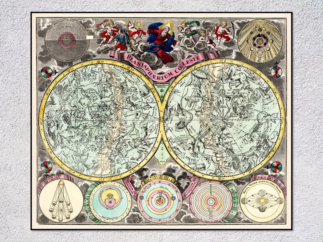 Planisphere Celeste Star Chart – Map of the Heavens – Antique Sky Map ...