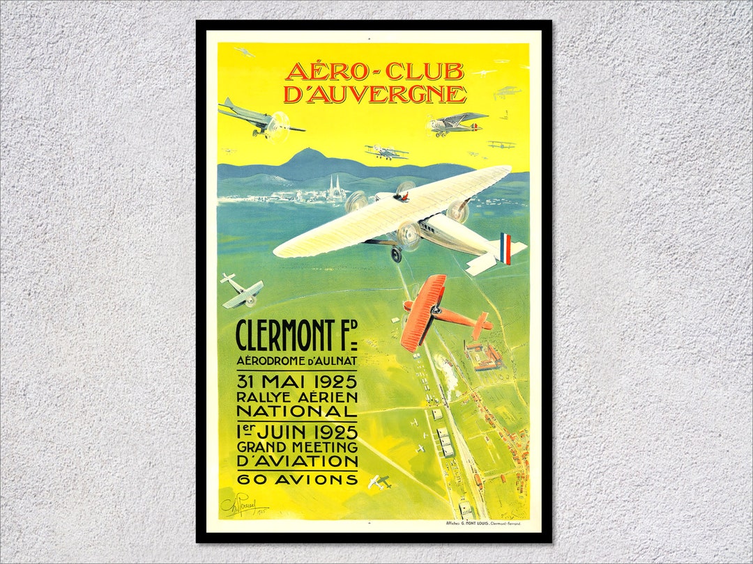 Aéro-club D'auvergne. 1925 | Aviation Poster | Flying Machines ...
