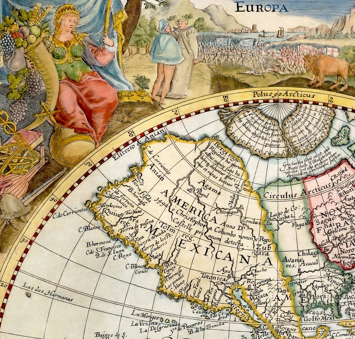 Historic Map 1594 Antique Double Hemisphere World Map | Etsy