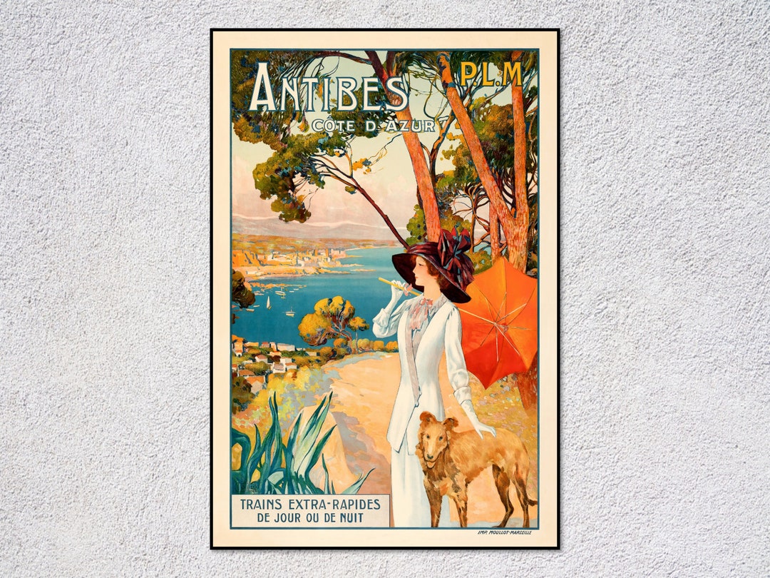 Antibes Cote D’azur Travel Poster – Vintage PLM Print C.1910 – French Riviera Art – Classic ...