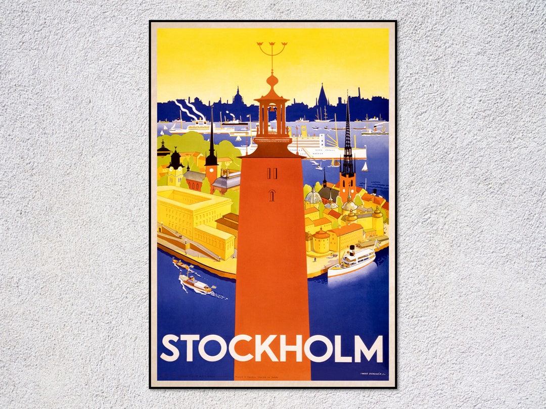 Stockholm Vintage Travel Poster | Retro Sweden Print | Classic ...