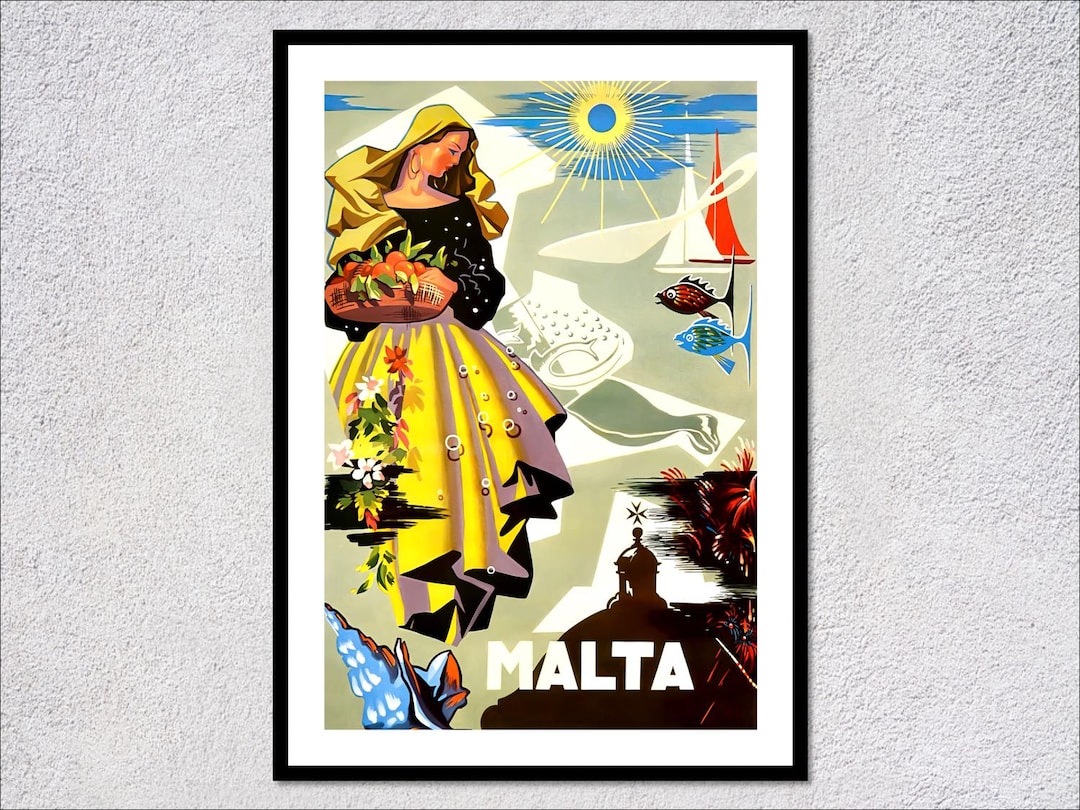 Malta Travel Poster | Vintage Mediterranean Tourism Art - Etsy