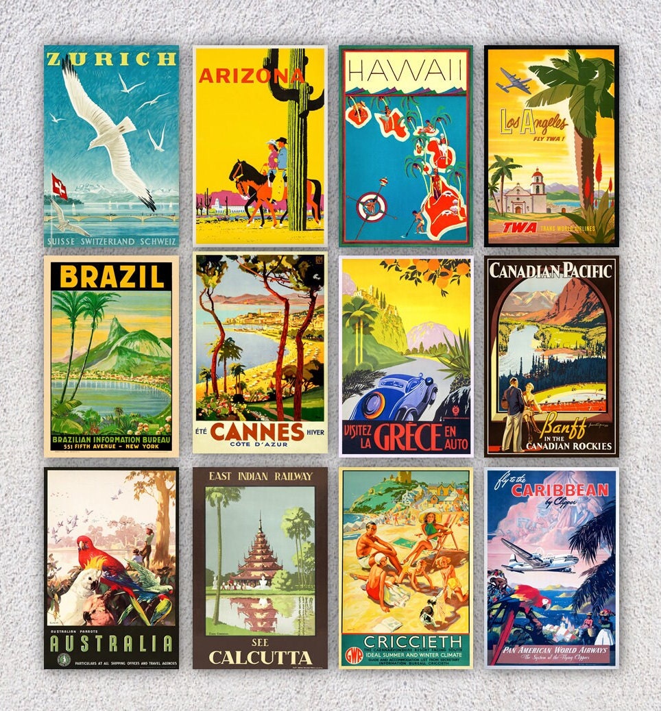Set of 12 Vintage Travel Postcards Travel Souvenir Cards - Etsy