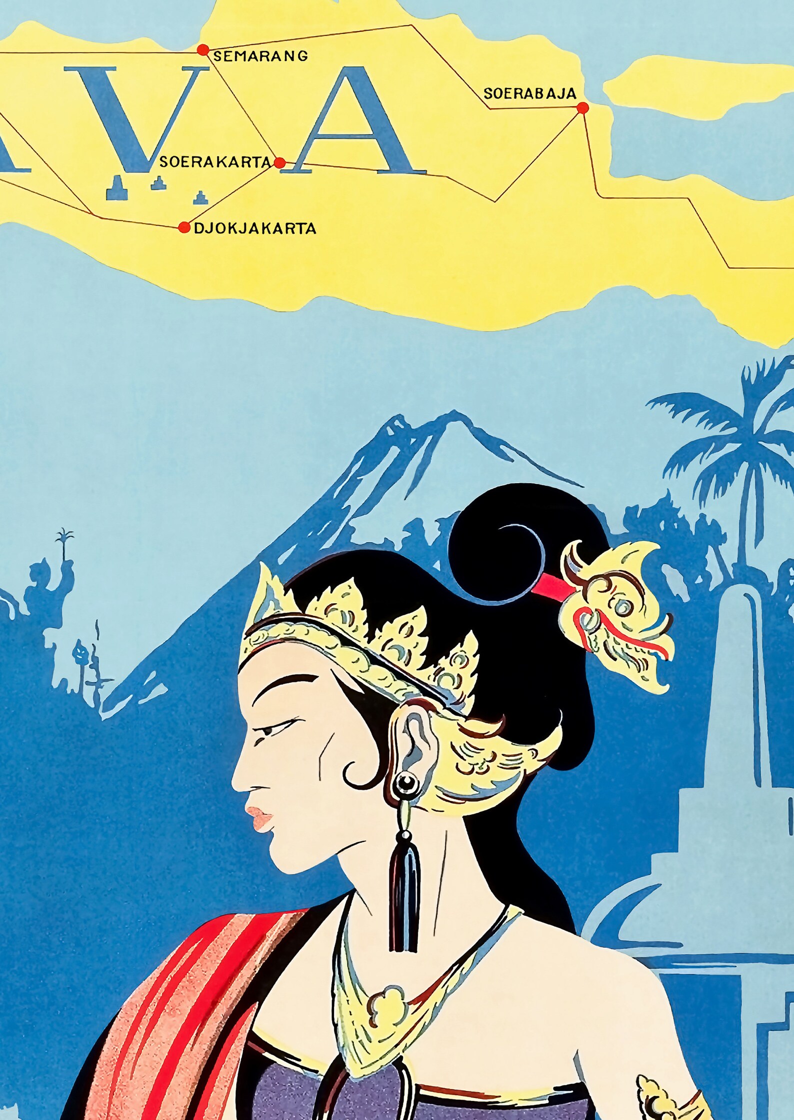 Vintage Visit Java Travel Poster Print Retro Tourism - Etsy