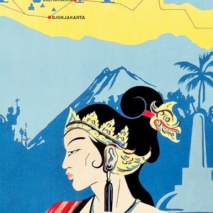 Vintage Visit Java Travel Poster Print Retro Tourism - Etsy