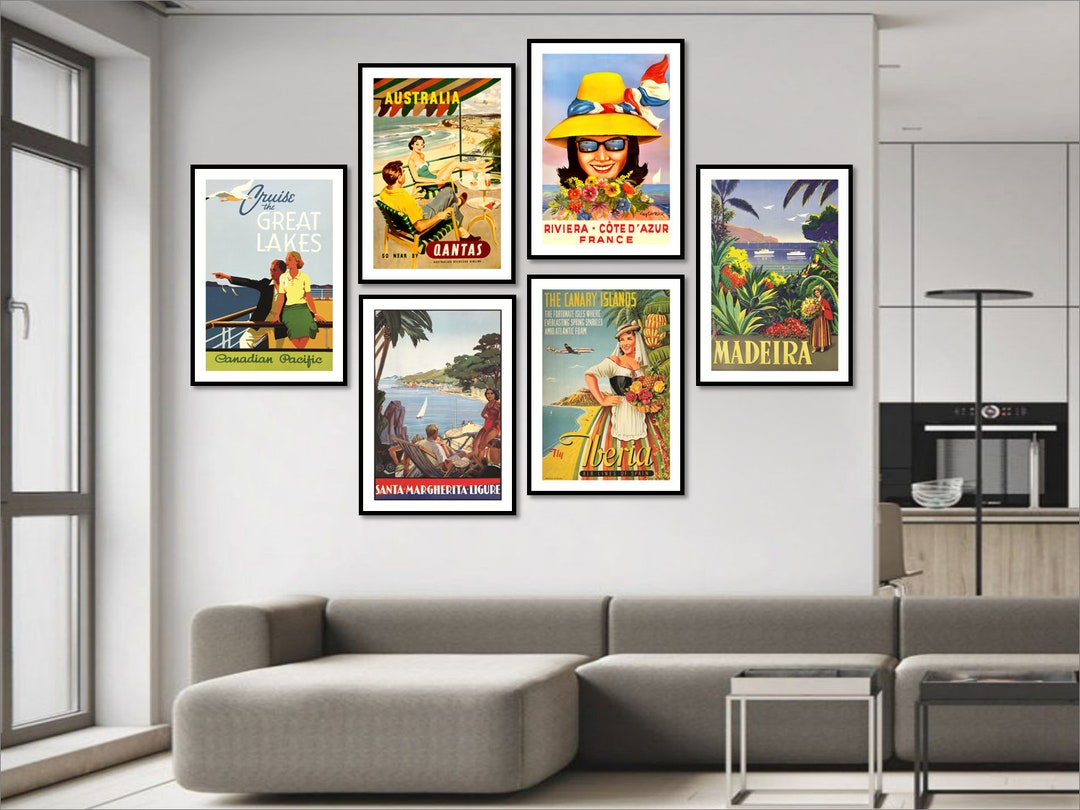 Vintage Coastal Travel Posters | Mid-century Beach Art, Set of 6 - Etsy