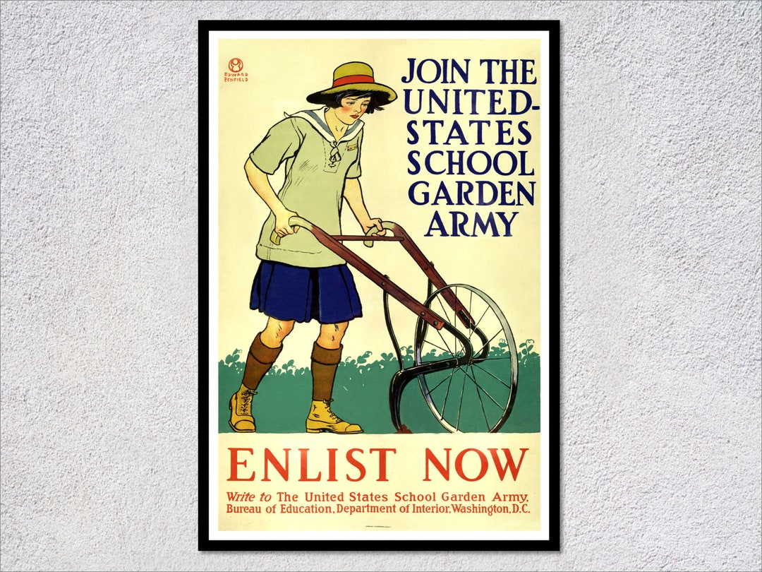 WWI Propaganda Poster | U.S. School Garden Army Restored Print | 1918 ...