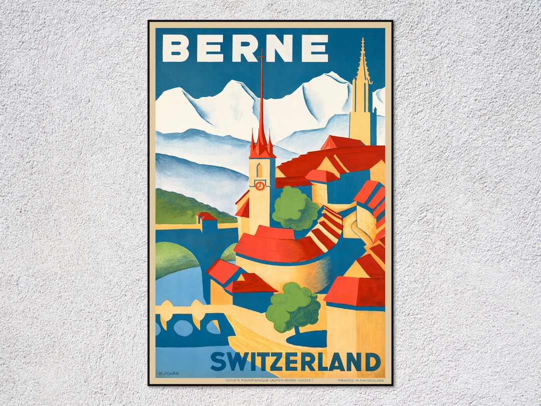 Vintage Bern Travel Poster | Retro Switzerland Print | Classic Swiss ...