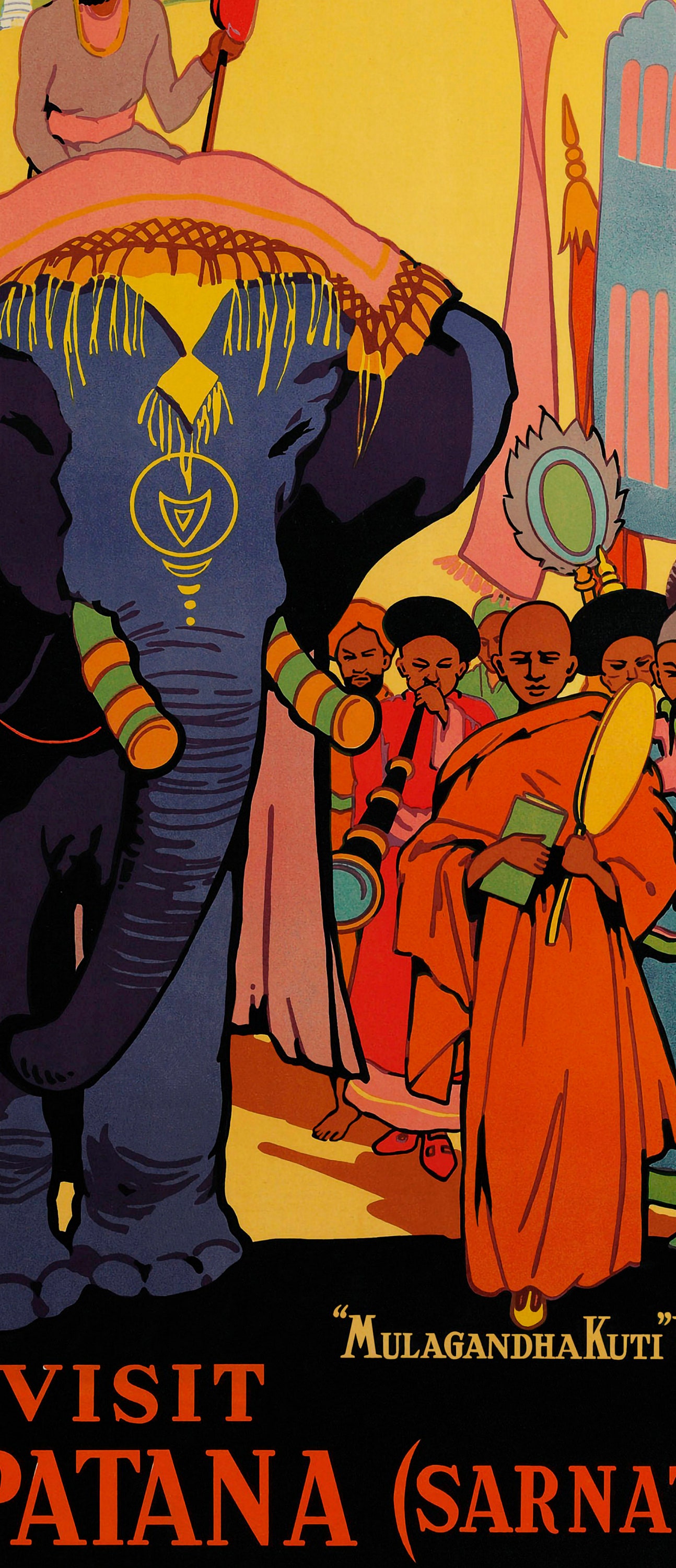 Visit Holy Isipatana sarnath. 1940 India Vintage Poster - Etsy