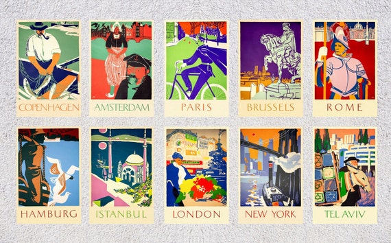 Set of 10 Vintage Travel Postcards World Travel Postcard | Etsy